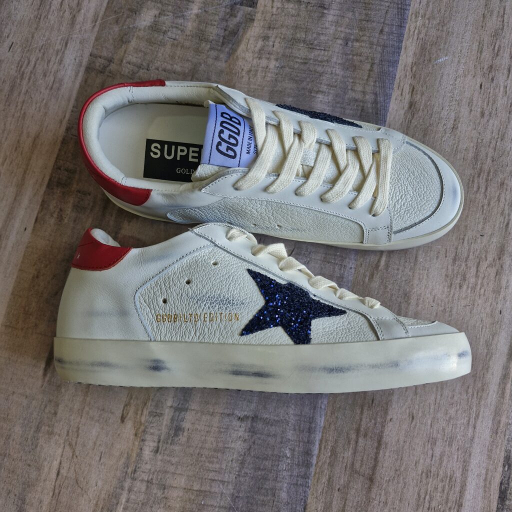 Golden Goose blanca estrella glitter azul - Dnordicos